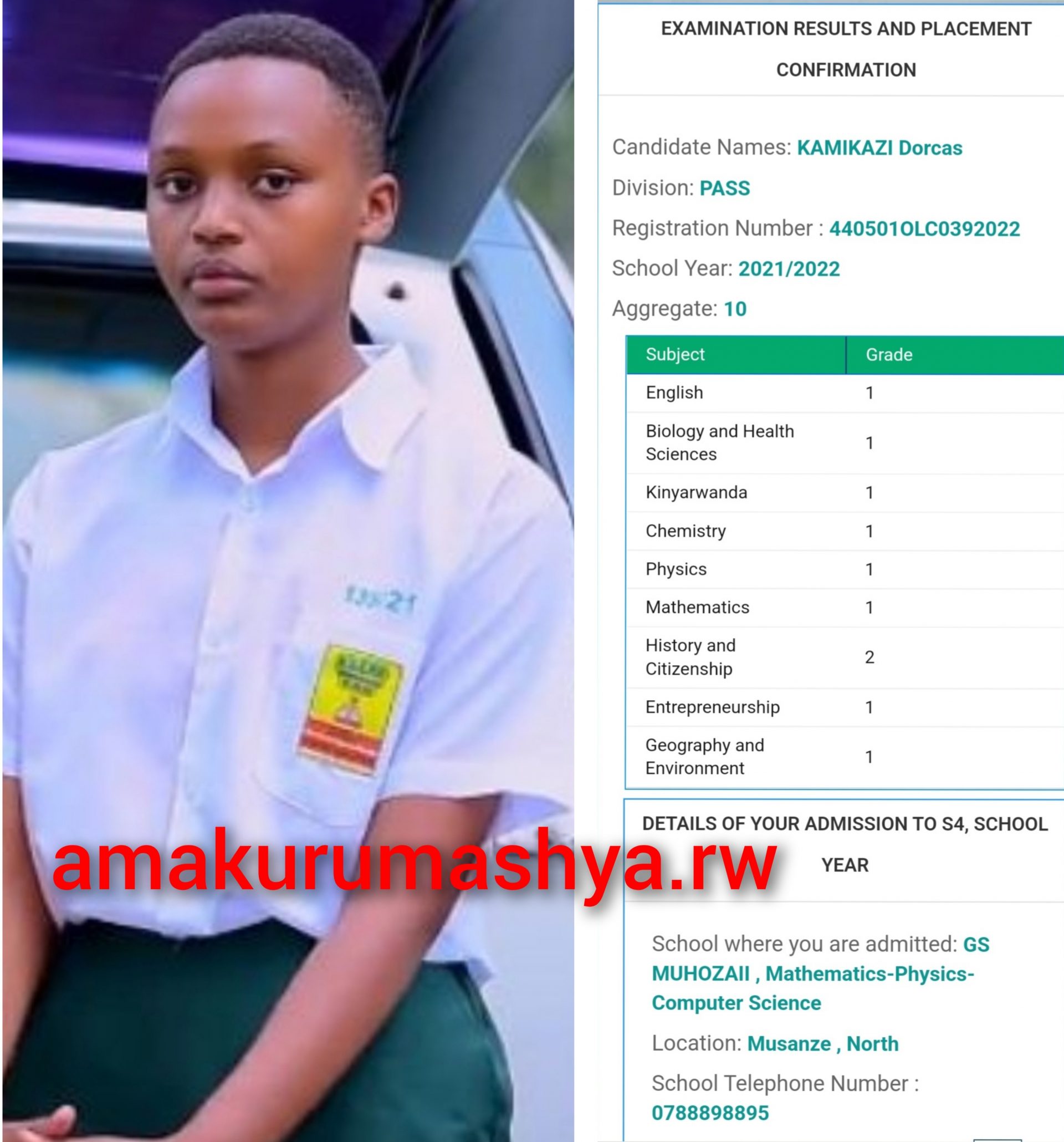 Umuntu washyize hanze bwa mbere amanota y'umuhanzi DORCAS KAMIKAZI ...