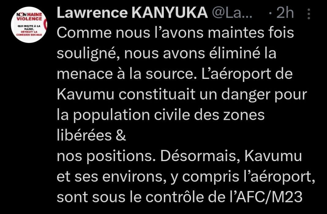 M23 yafashe ikibuga cy'indege cya Kavumu - Amakurumashya